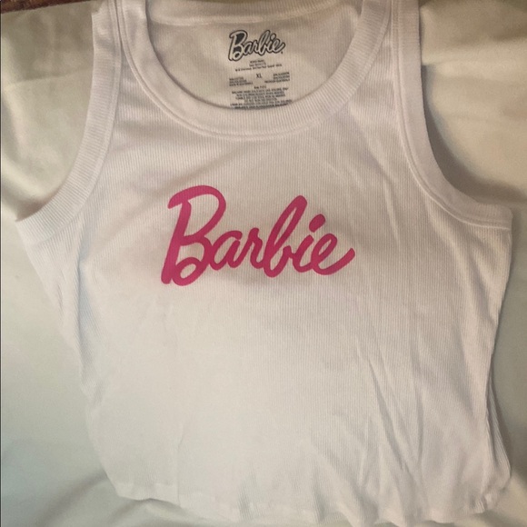 Barbie | Shirts & Tops | Barbie White Tank Top With Pink Logo | Poshmark